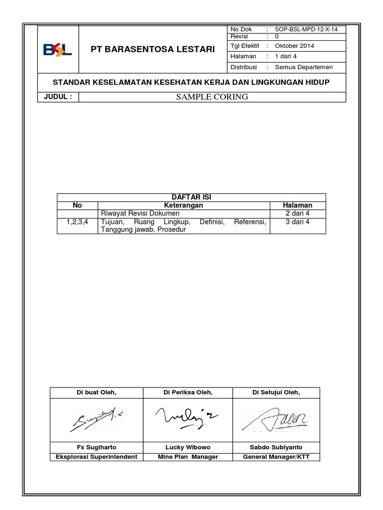 Prosedur Sample Coring | PDF