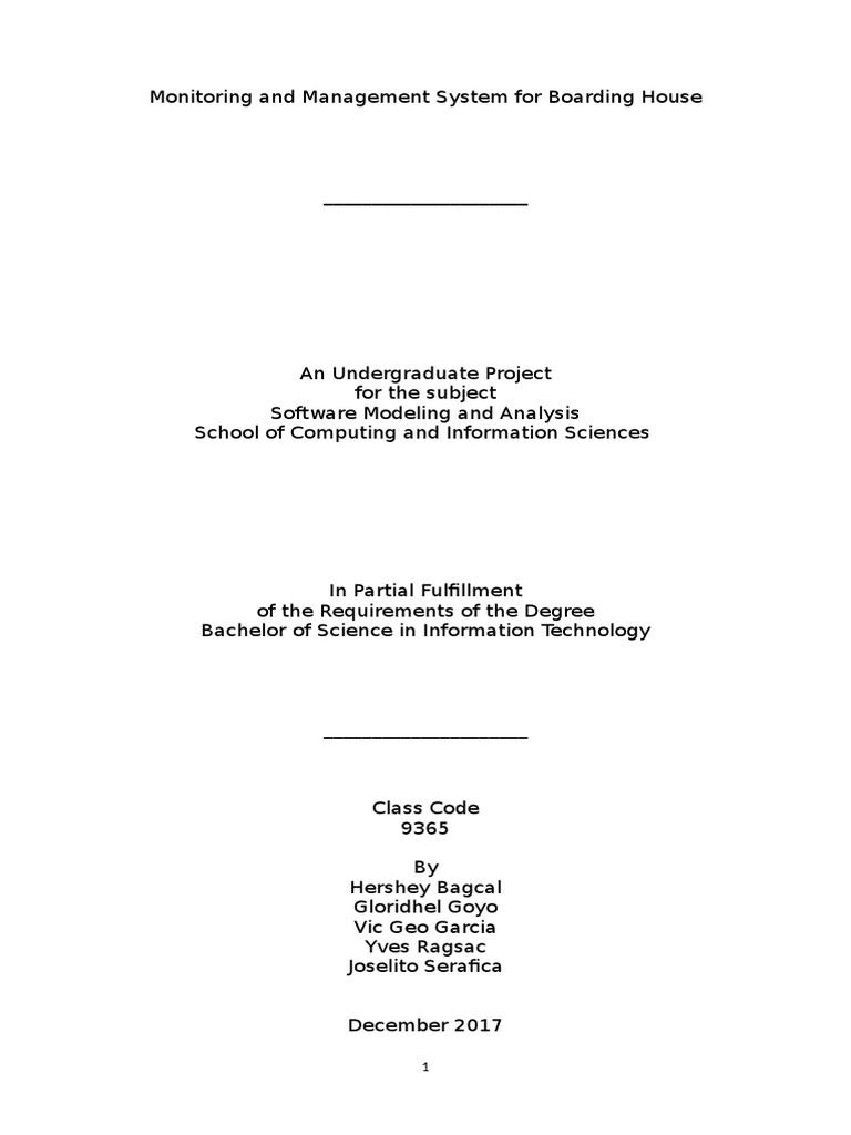 Monitoring and Management System For Boarding House 1 | PDF | Information | Landlord