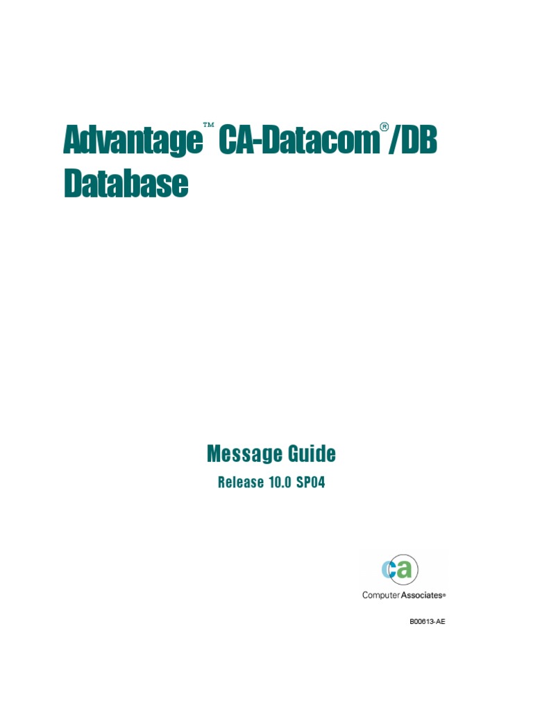 Advatage DatacomDB Messages Codes | PDF | Parameter (Computer Programming) | Computer Programming