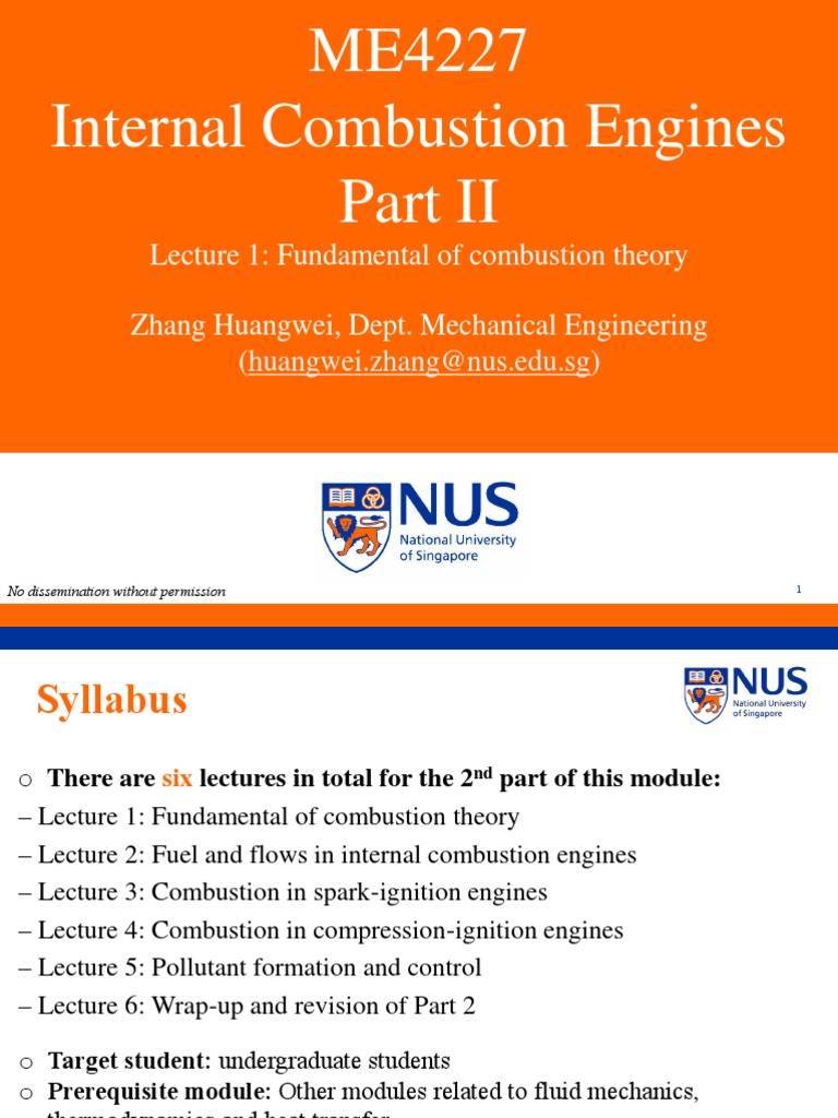 Lecture1 Part2 ME4227 | PDF | Enthalpy | Combustion