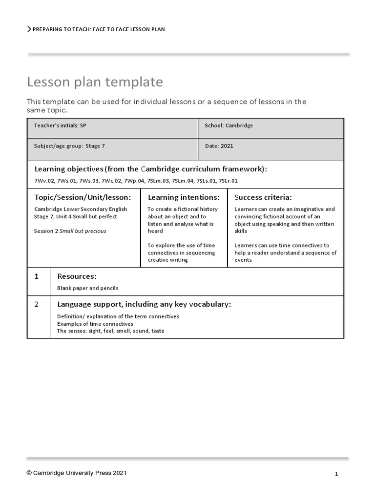 Lower_Secondary_English_-_F2F_Lesson_Plan_Example | PDF | Lesson Plan ...