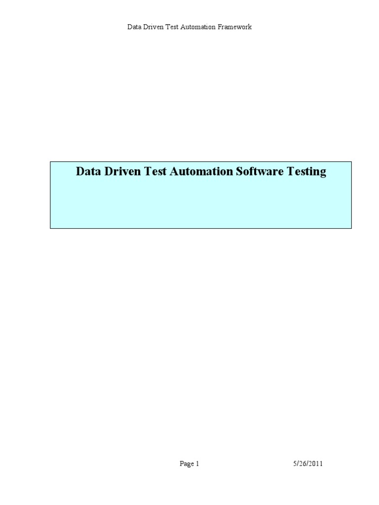 Data Driven Framework Pdf Software Testing Automation