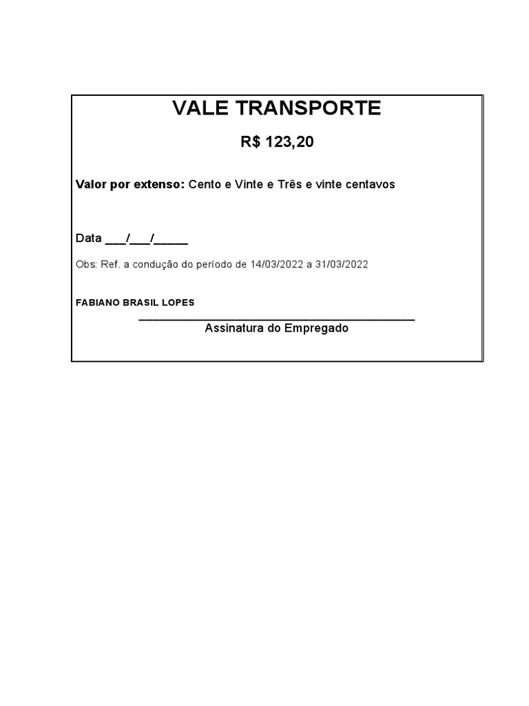 Planilha Para Vale Transporte Image To Umodelo De Vales Para Imprimir