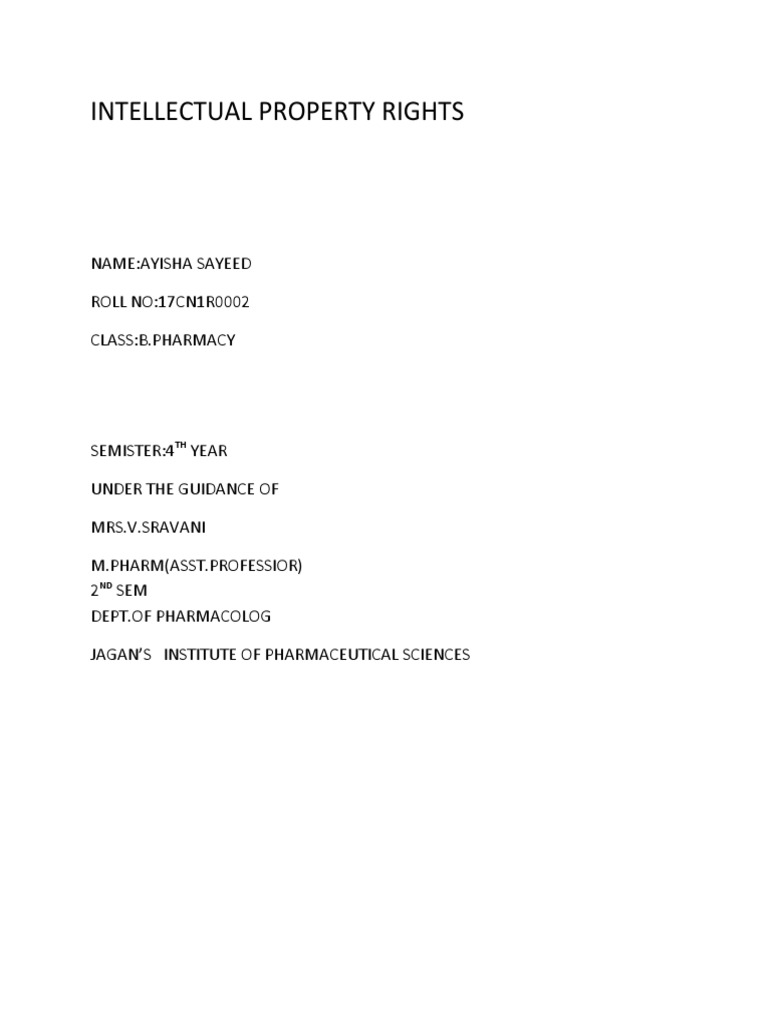 Intellectual Property Rights Final | PDF | Intellectual Property ...