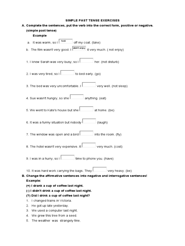 Simple Past Tense Exercises | PDF