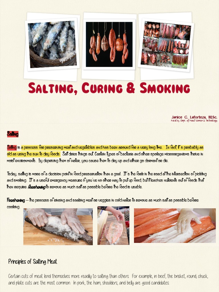 Salting, Curing, Smoking | PDF | Smoking (Cooking) | Curing (Food ...