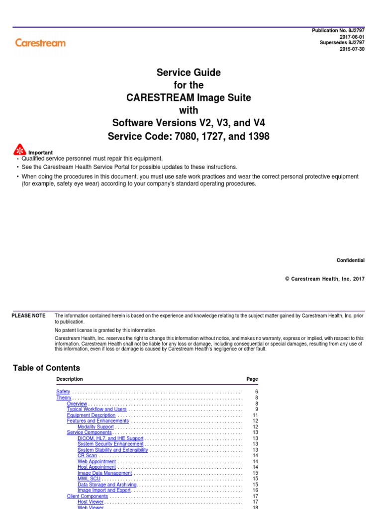 Service Guide For The CARESTREAM Image Suite With Software Versions V2 ...