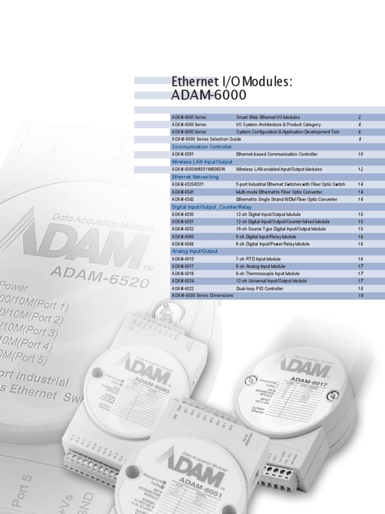 Ethernet I/O Modules: ADAM-6000: Communication Controller Wireless LAN Input/Output Ethernet ...
