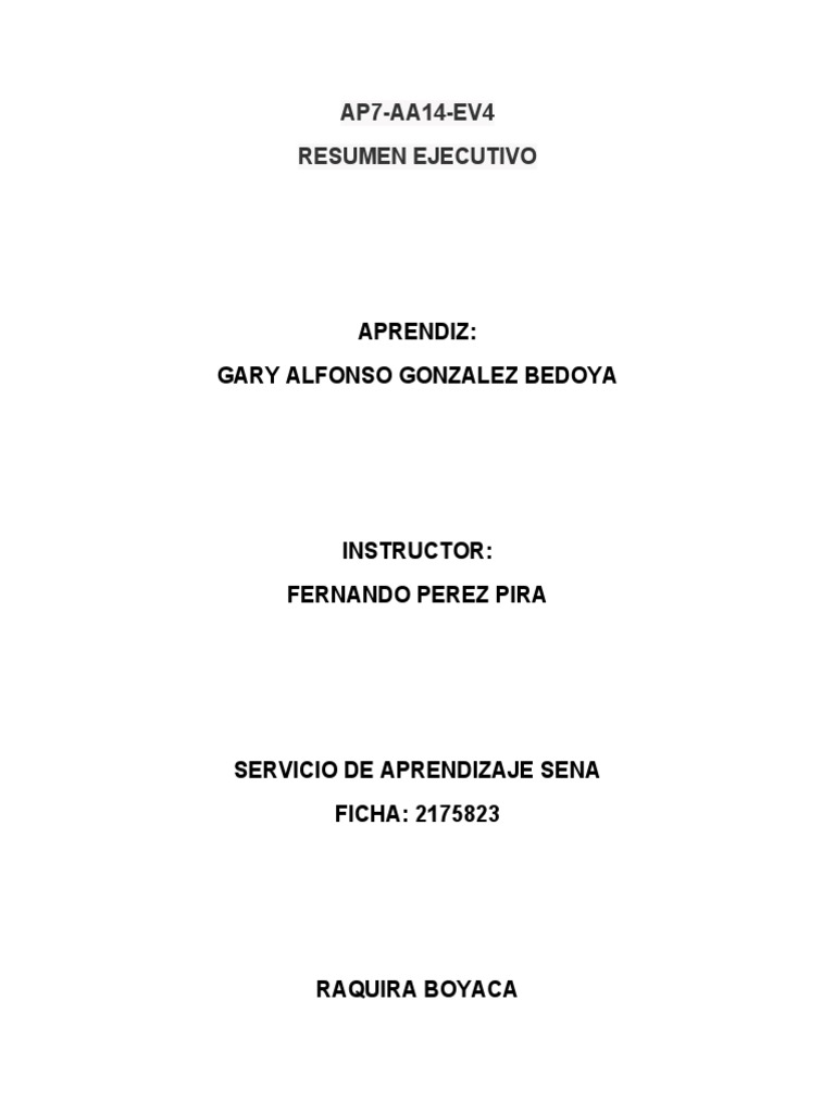 Ap7-Aa14-Ev4 - Resumen Ejecutivo | PDF | Business | Publicidad