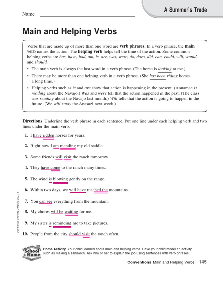 Main and Helping Verbs RWN Page 145 | PDF | Verb | Linguistic Typology