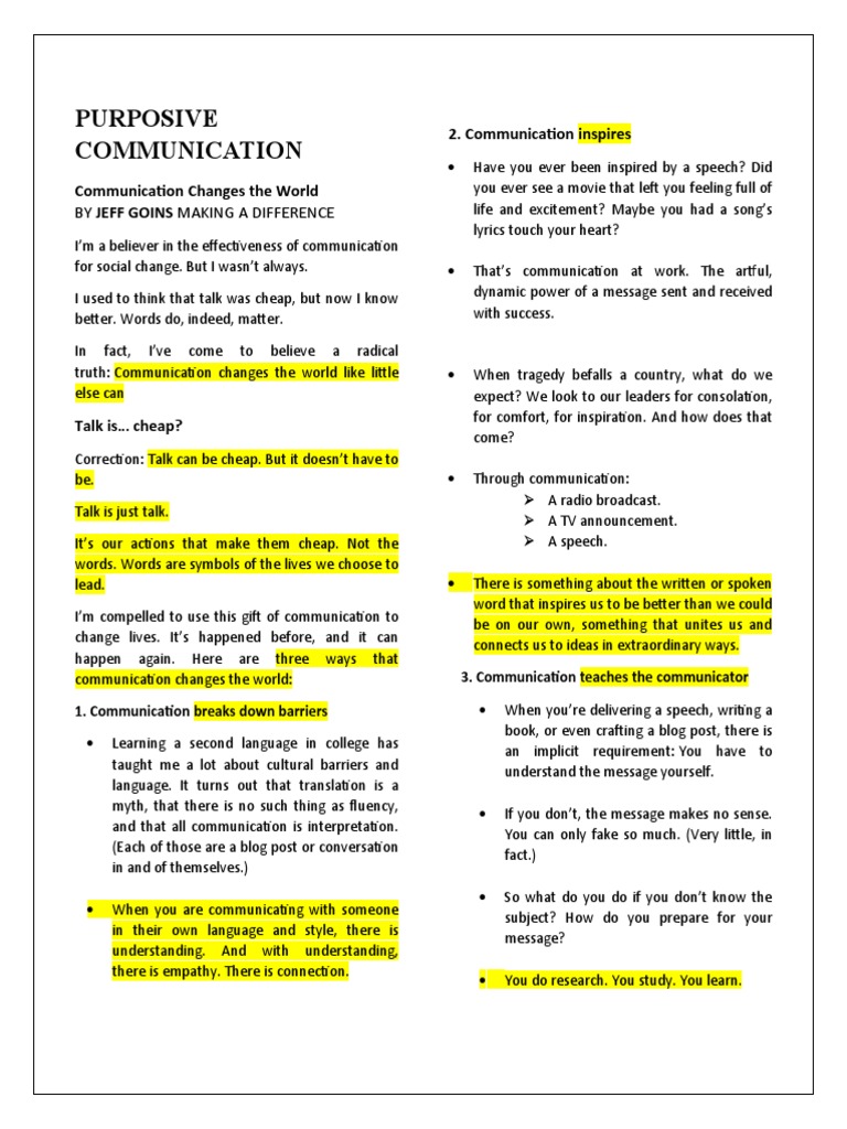 Purposive Communication Reviewer .1 | PDF | Communication | Nonverbal Communication