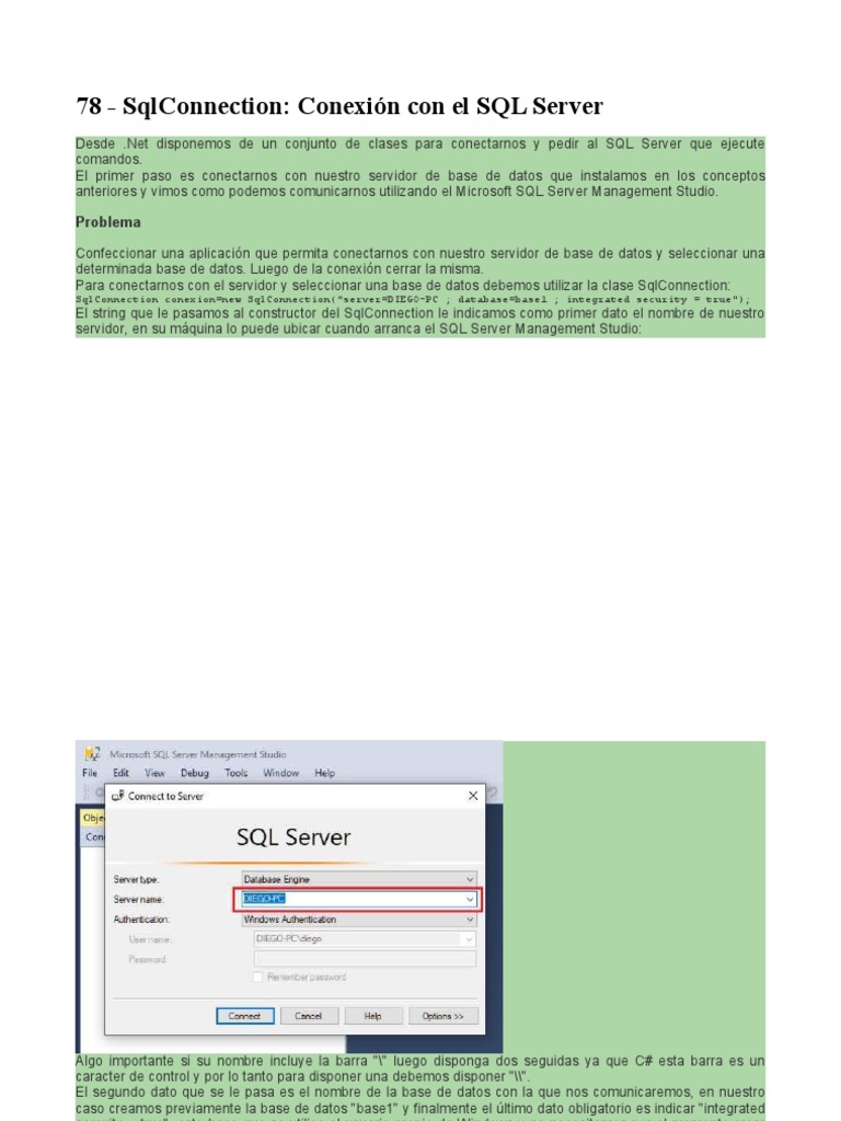 78 - Sqlconnection: Conexión Con El SQL Server: Problema | PDF | Servidor SQL de Microsoft | SQL