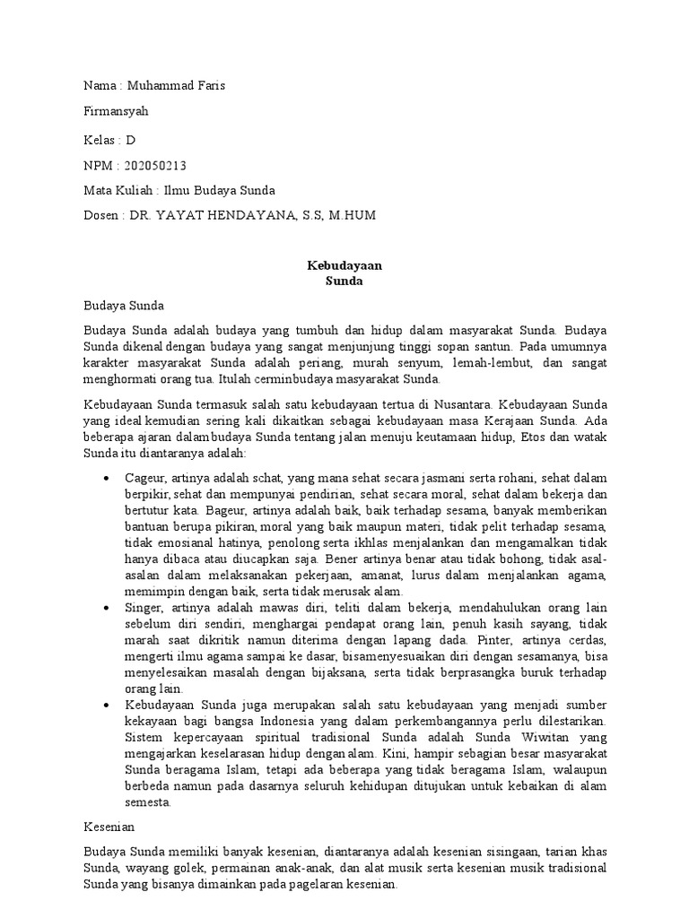 Ilmu Budaya Sunda - 213 - Faris | PDF