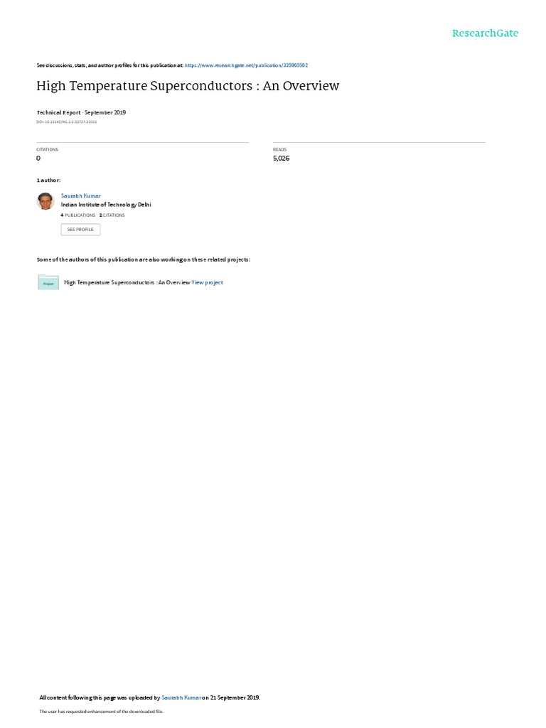 HighTemperature SuperConductors | PDF | High Temperature Superconductivity | Superconductivity