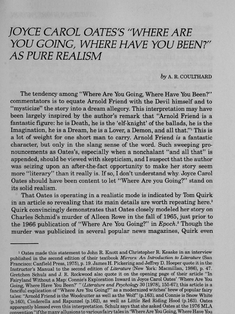 Joyce Carol Oates Where Are You Going Where Have You Been As Pure ...