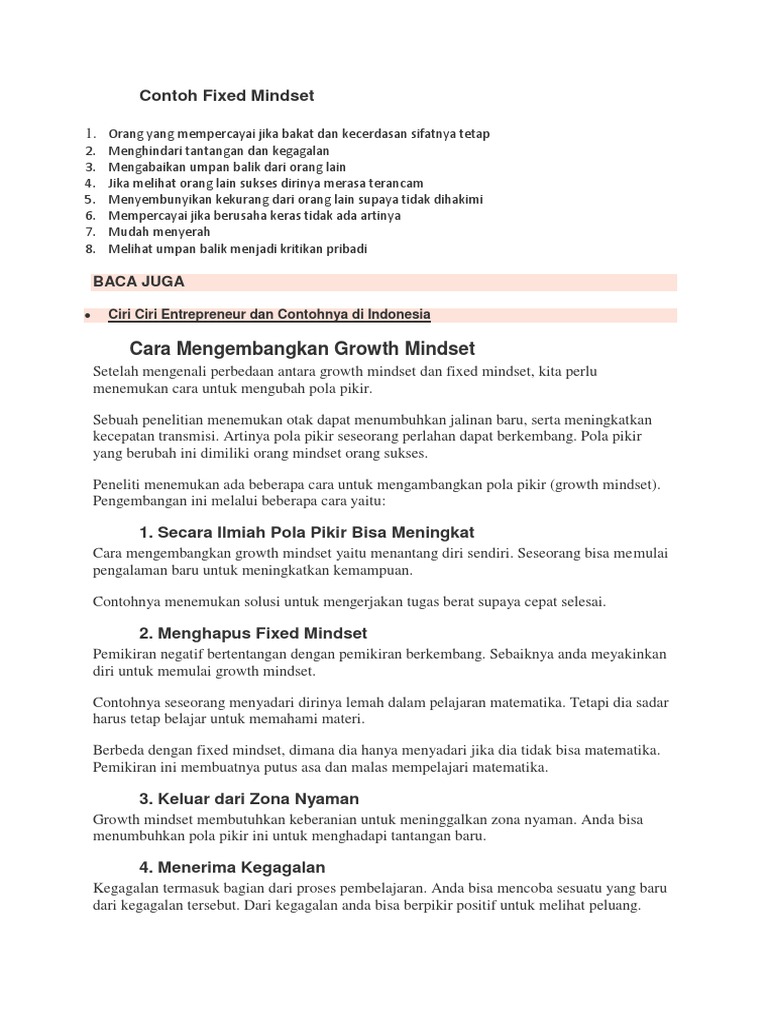 Contoh Fixed Mindset | PDF