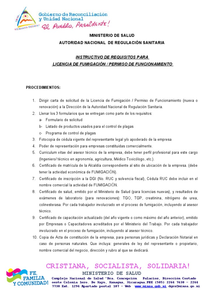 Instructivo para Licencia de Fumigacion - Permiso de Funcionamiento | PDF | Ciencias de la Salud ...