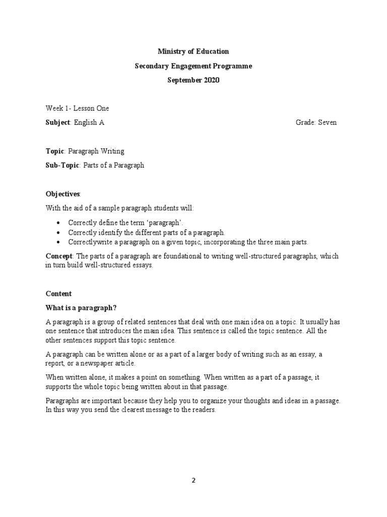 Grade 7 English Language Week 1 Lesson 1 and Answersheet | PDF ...