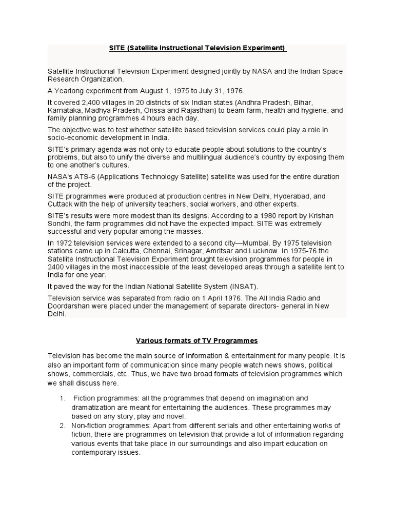 Various Formats of TV Programmes | PDF | Screenplay | Brainstorming