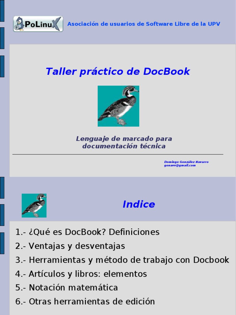 Taller Docbook | PDF | Lenguaje de marcado | Xml