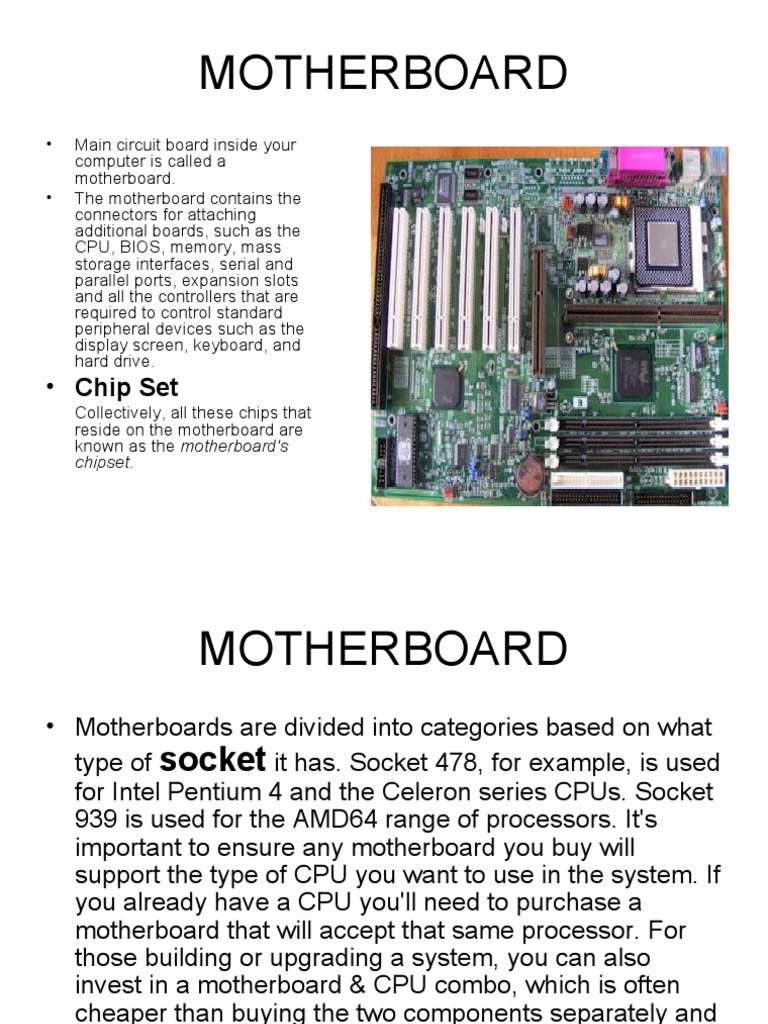 Motherboard: - Chip Set | PDF | Central Processing Unit | Cmos