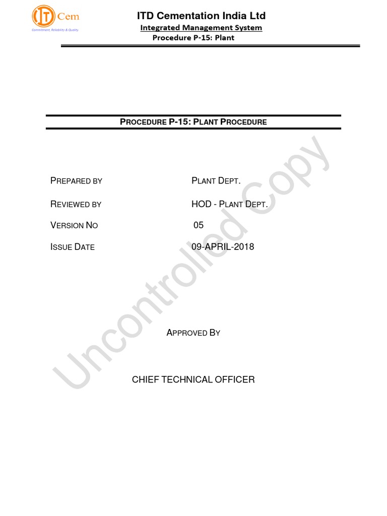 16 P15 Plant Procedure | PDF | Transmission (Mechanics) | Mechanical ...