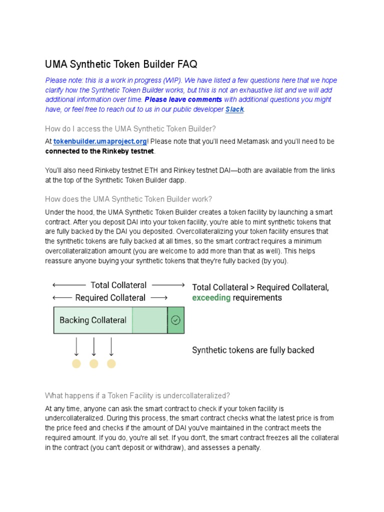 UMA Synthetic Token Builder FAQ | PDF | Option (Finance) | Money