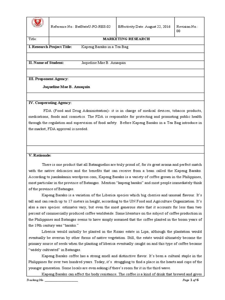 Marketing Research - Kapeng Barako | PDF | Coffee | Drink