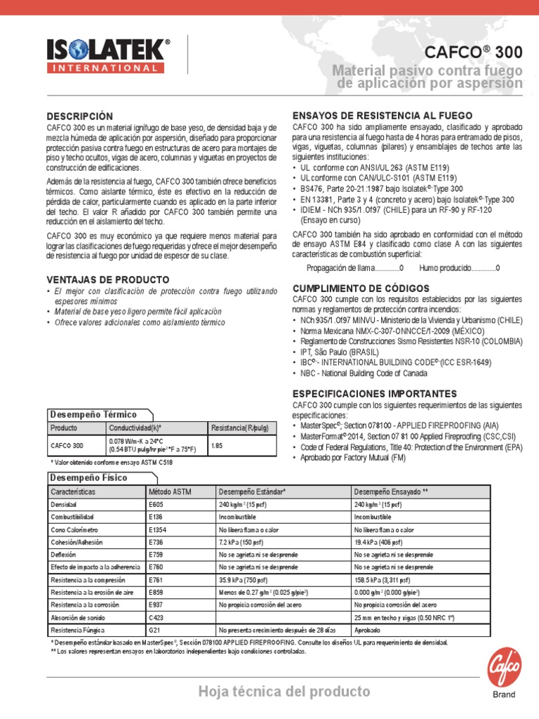Ficha Técnica - CAFCO 300 (Español) | PDF | Acero | Ingeniero civil