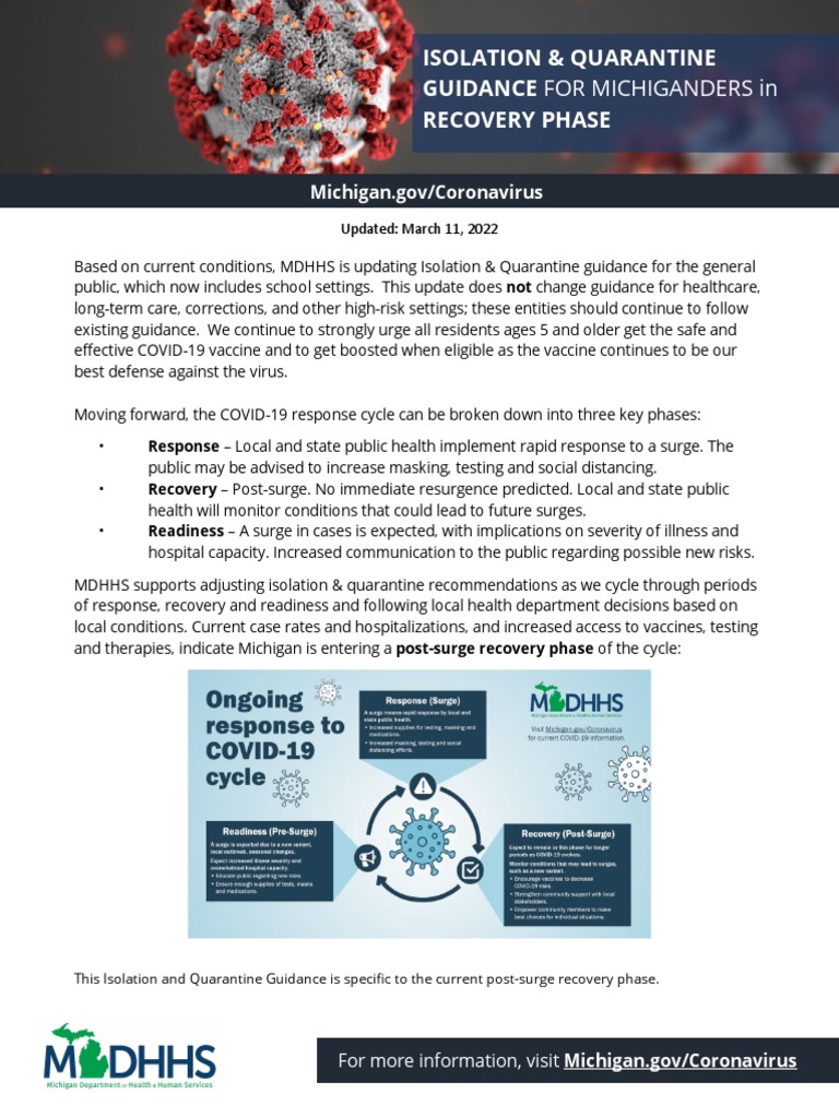 MDHHS Isolation and Quarantine Guidance | Descargar gratis PDF ...