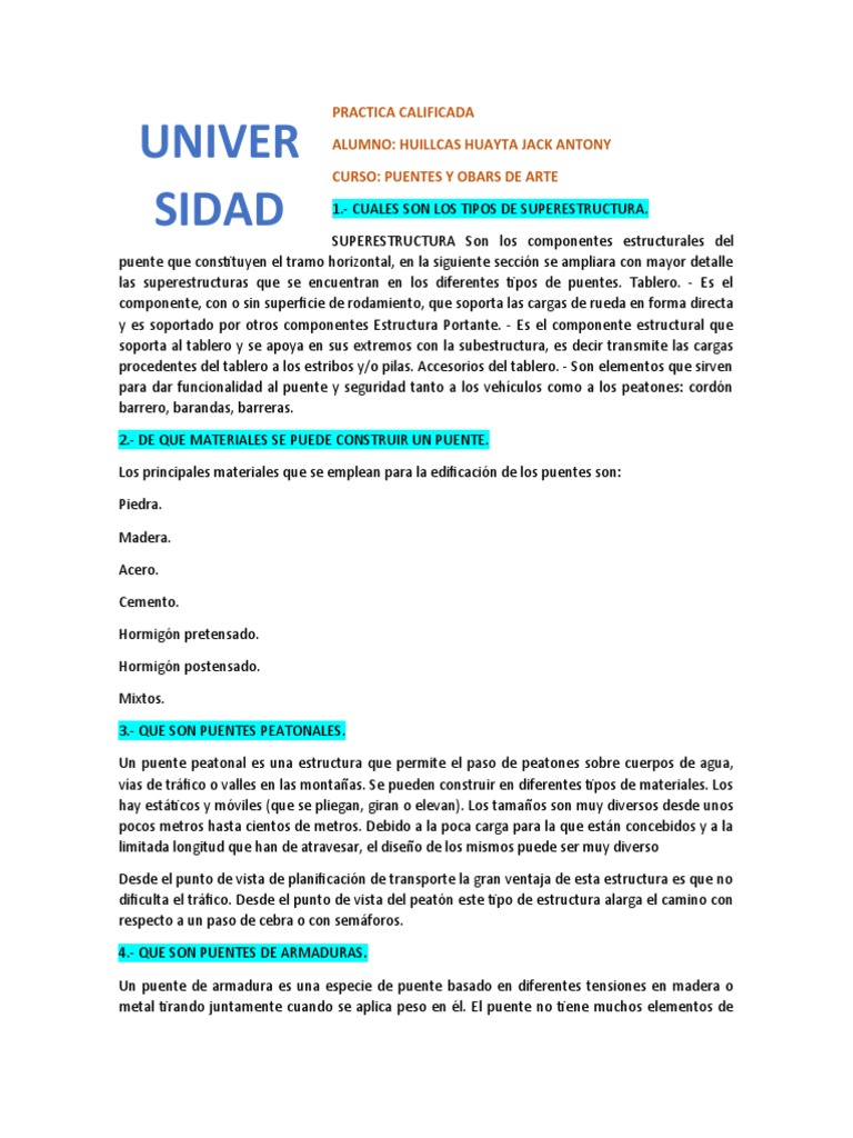 Practica De Puentes 2021 I Pdf Puente Ingeniero Civil