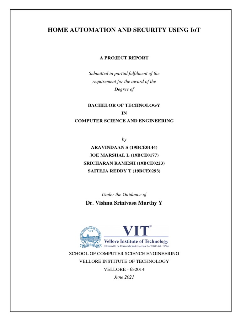 Home Automation and Security Using Iot: A Project Report | PDF ...