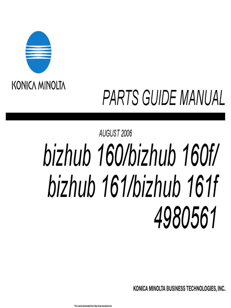 Bizhub 160/161 Parts Guide Manual | PDF | Belt (Mechanical) | Machines