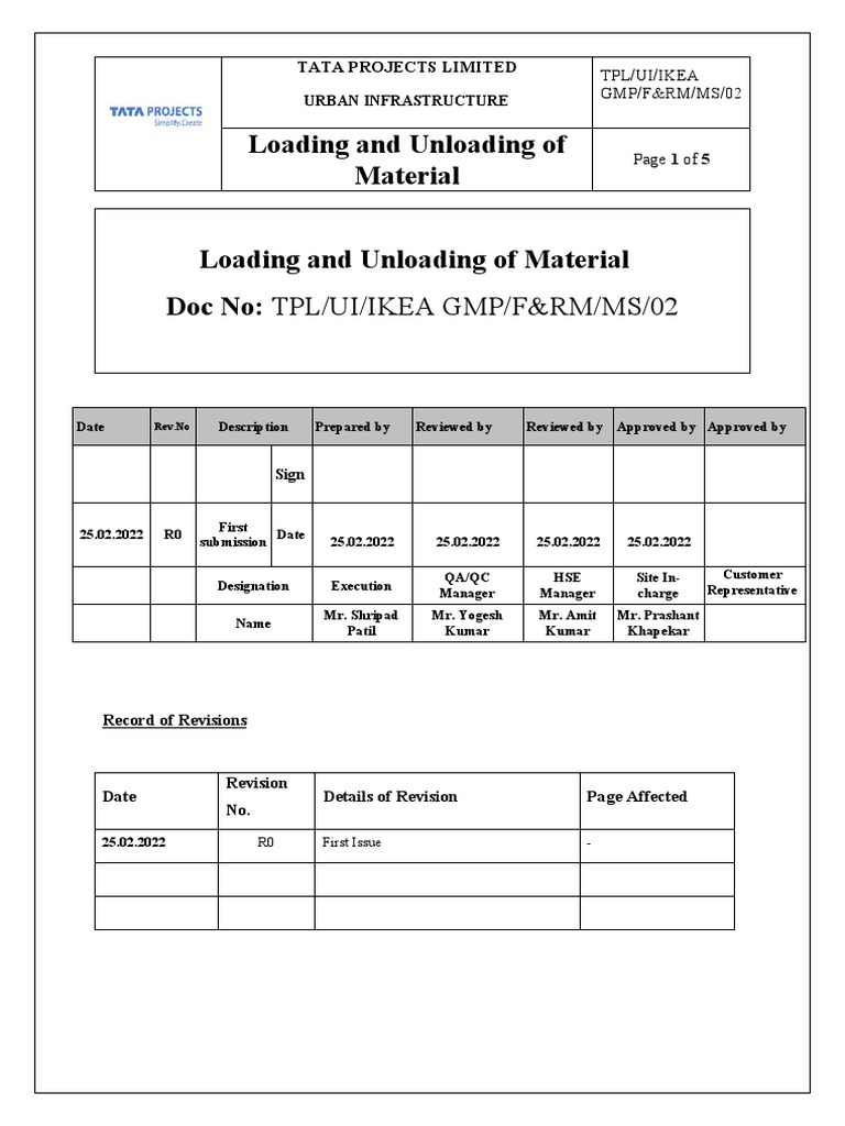 Method Statement Container Unloading | PDF | Crane (Machine)