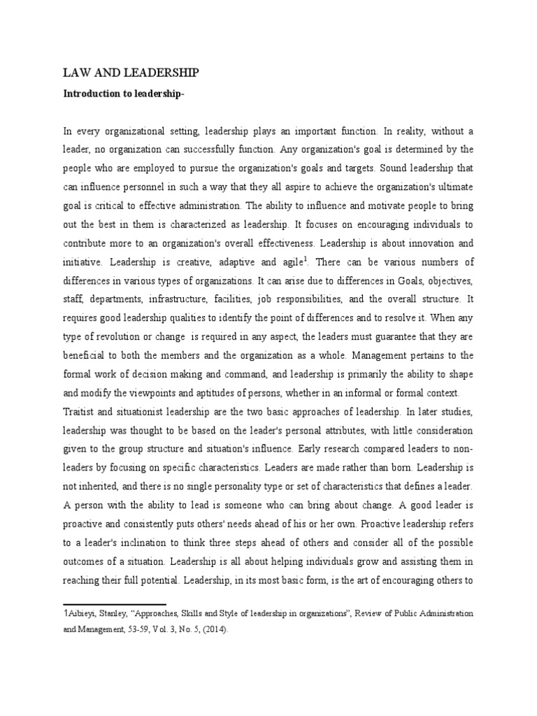 Intro To Leadership | PDF | Leadership | Goal