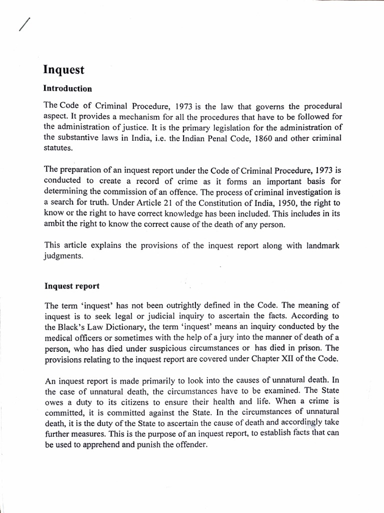 Inquest by Karandeep Singh (Sinhmar) | PDF | Criminal Procedure In ...