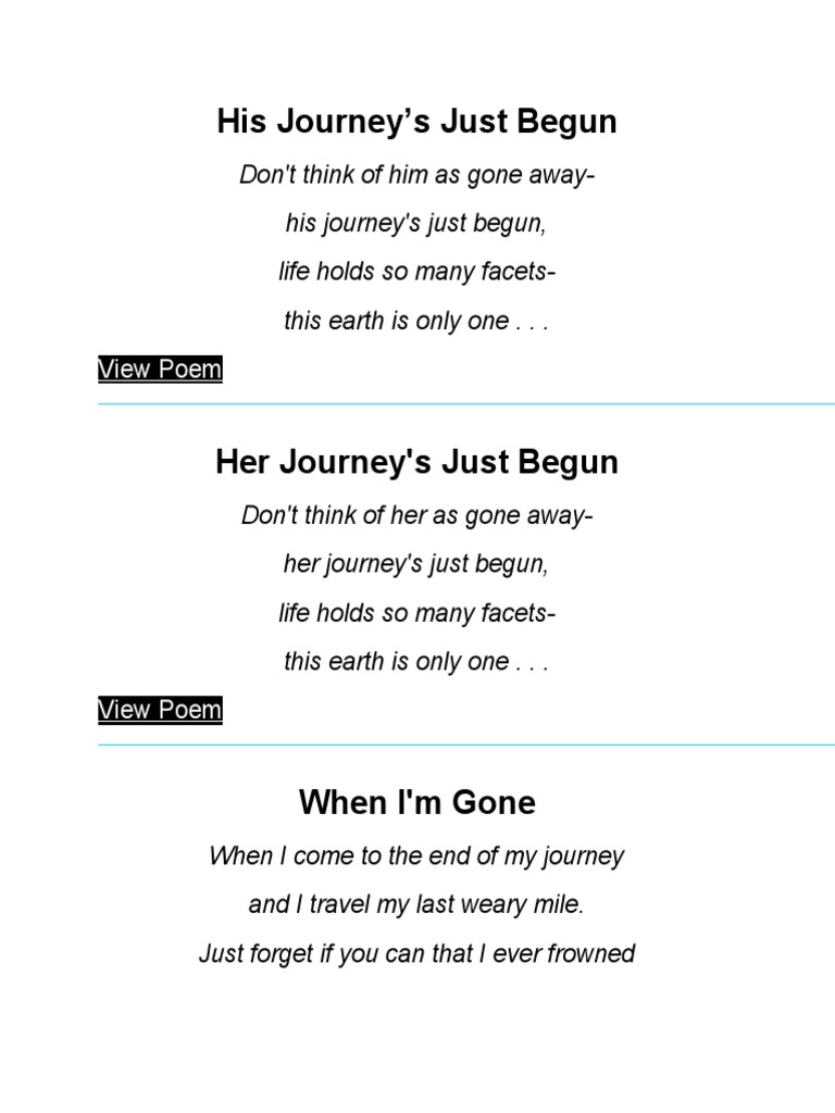 His Journey's Just Begun: View Poem | PDF His Journey's Just Begun: View Poem | PDF