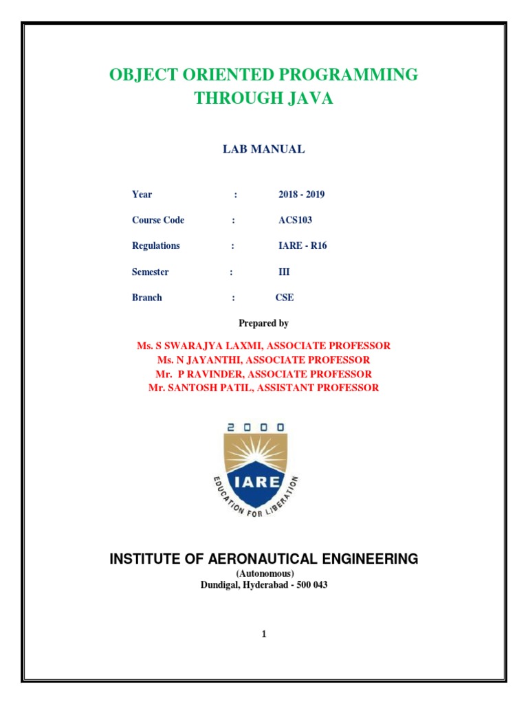 Iare Java Lab Manual | PDF