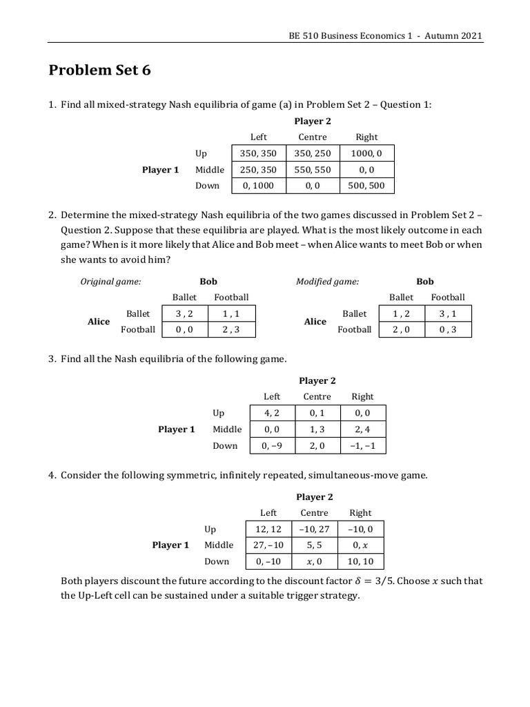 Problem Set 06 With Solutions | PDF | Applied Mathematics | Economic ...