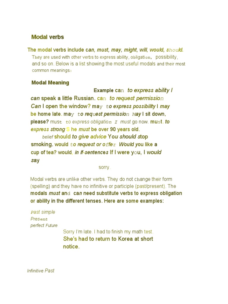 Modal Verbs Revision | PDF | Verb | Syntax
