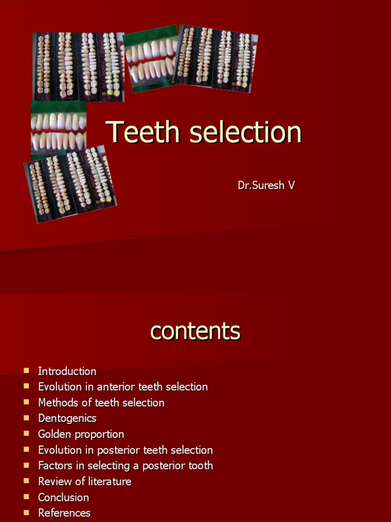 Teeth Selection | PDF | Dentures | Tooth