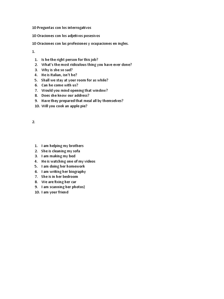 10 Preguntas Con Los Interrogativos | PDF