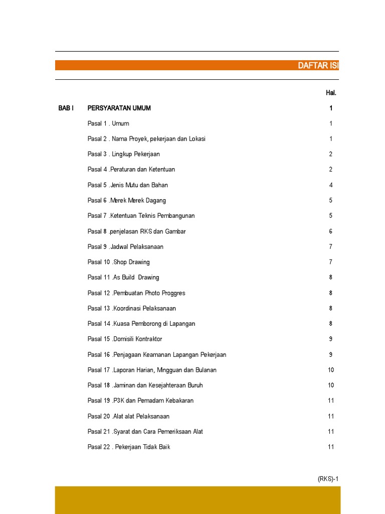 Daftar Isi RKS DED TPST Rumpin | PDF