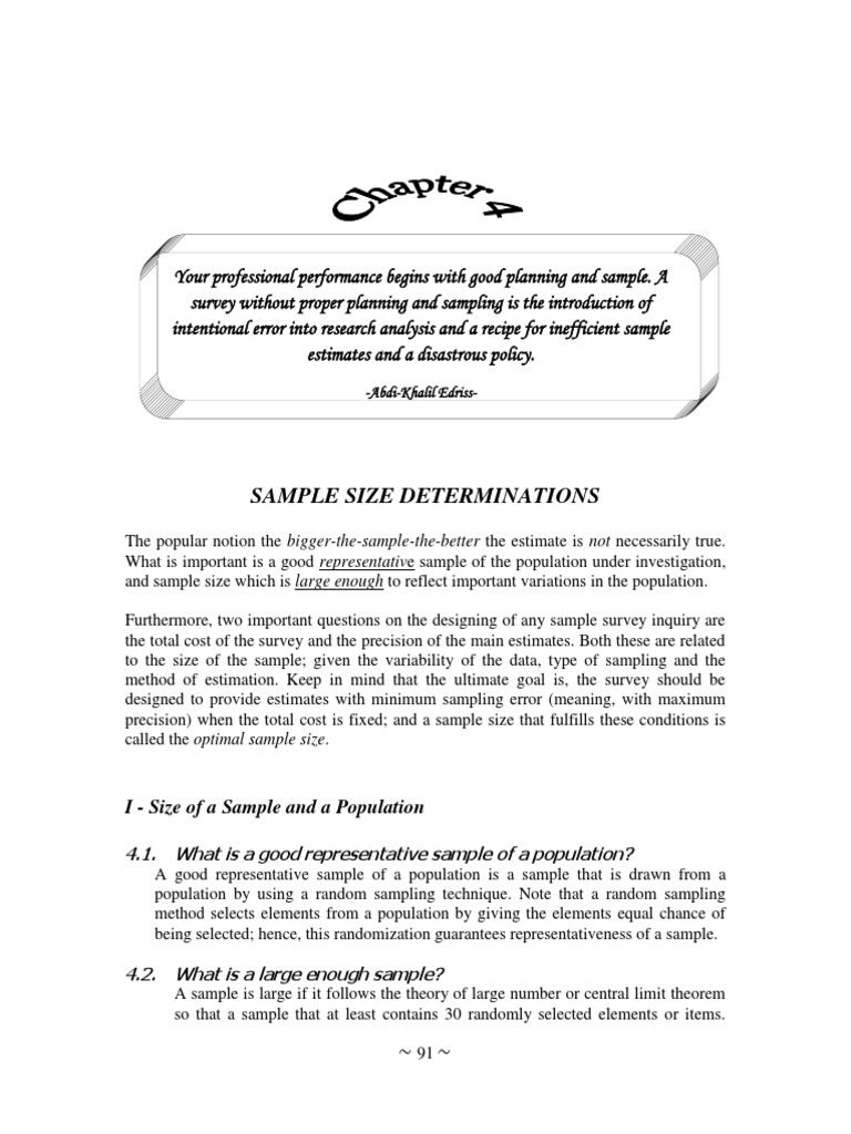 Chapter 4 Sample Size | PDF | Sample Size Determination | Sampling ...