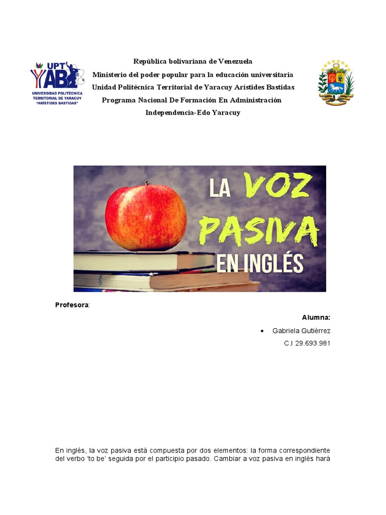 Voz Pasiva | PDF | Verbo | Oración (Lingüística)