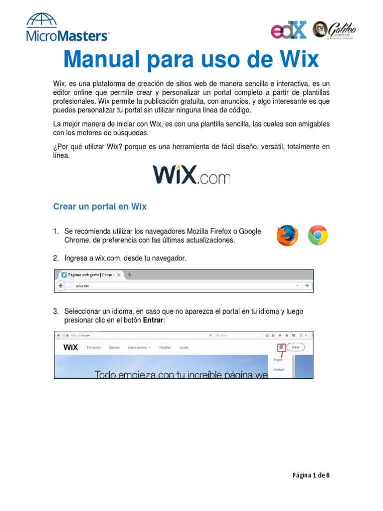 Manual para Crear Una Pagina Web en WIX | PDF