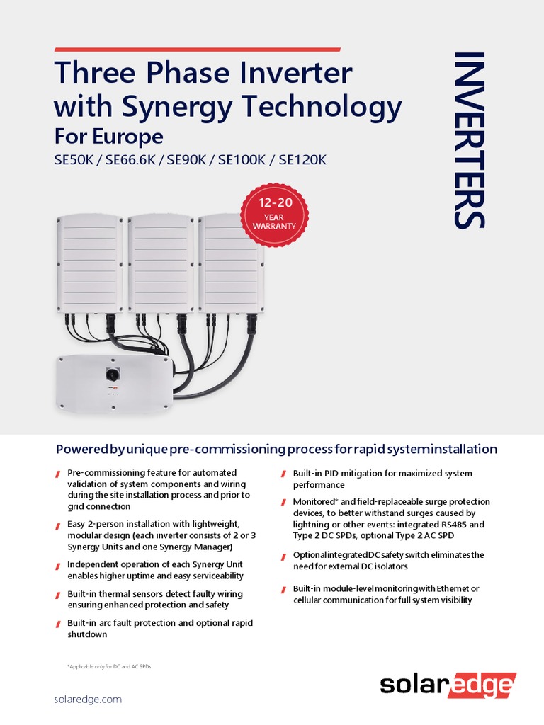 Se Three Phase Inverter With Synergy 400v 480v Datasheet Eu | PDF | Power Inverter | Alternating ...