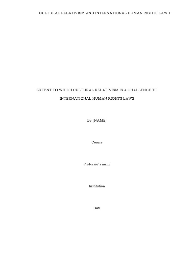Cultural Relativism and International Human Rights Law 1 | PDF | Human ...