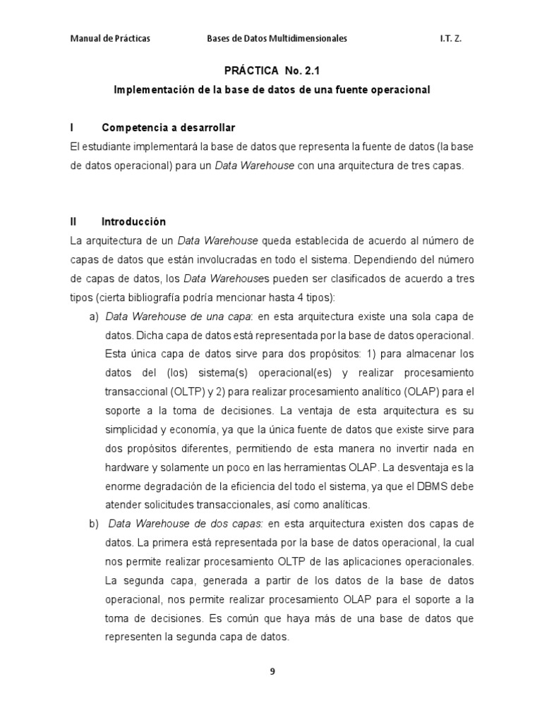 Práctica2.1 ImplemFuenteDatos-P3 | PDF | Almacén de datos | Bases de datos