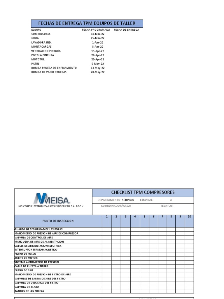 TPM Checklists | PDF | Equipo | Tecnología energética